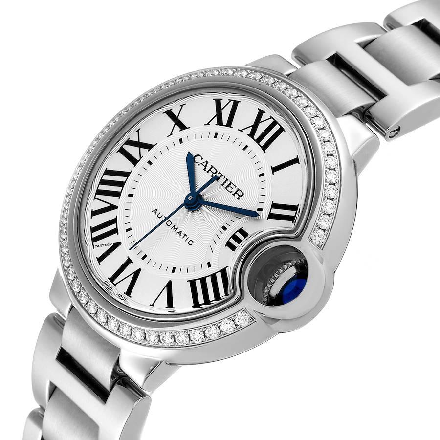 Cartier Ballon Bleu Steel Diamond Bezel Ladies Watch W4BB0016 Box Card ...