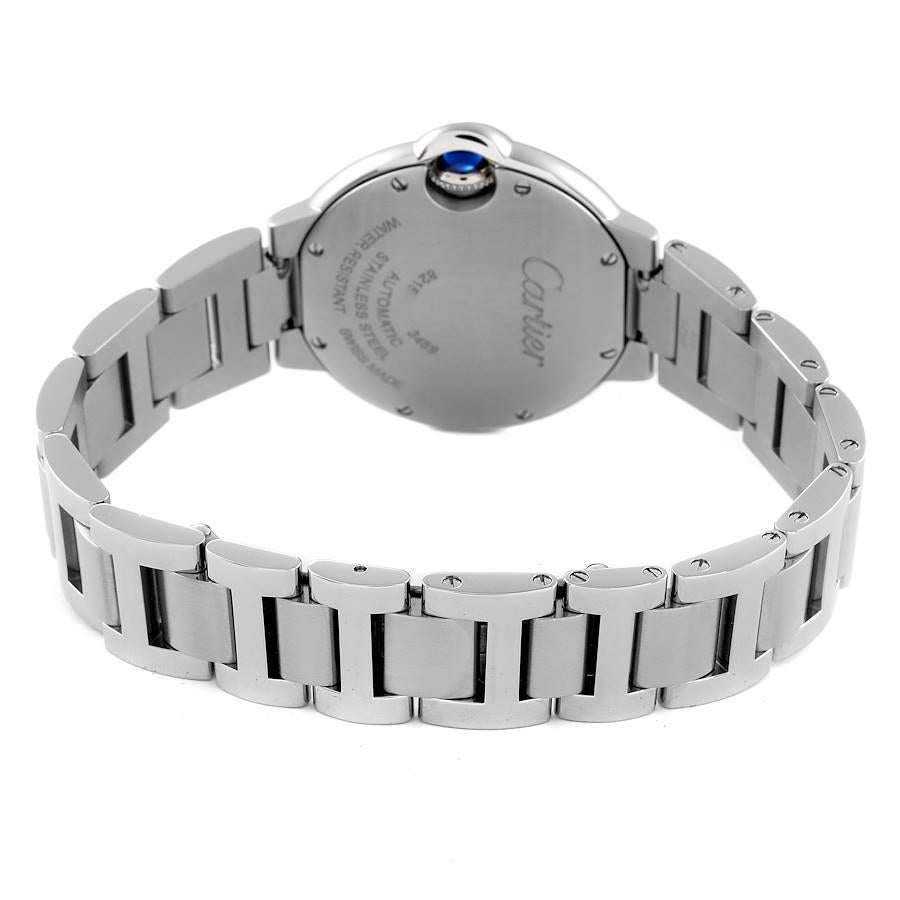 Cartier Ballon Bleu Steel Diamond Bezel Ladies Watch W4BB0016 Box Card ...