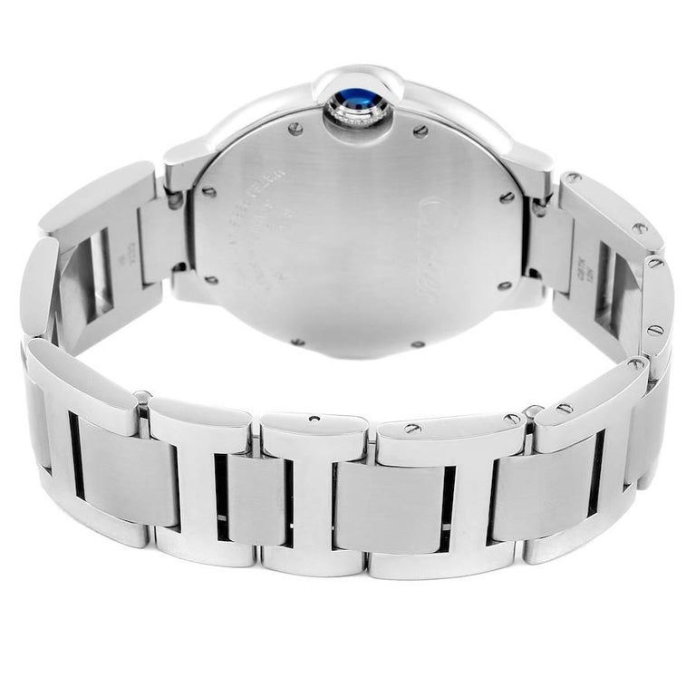 Cartier Ballon Bleu Silver Guilloche Dial Mens Watch W69011Z4 For Sale at 1stDibs