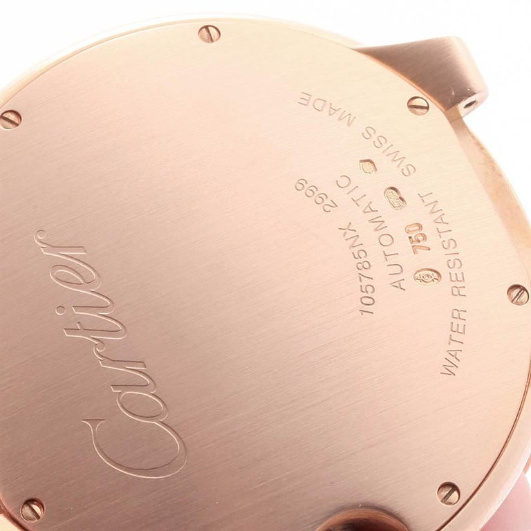 Cartier Ballon Bleu 42 Rose Gold Pink Strap Watch WGBB0017 Box Papers ...