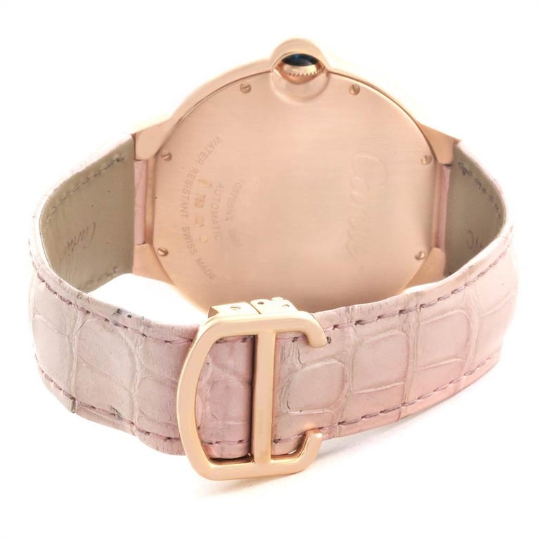 Cartier Ballon Bleu 42 Rose Gold Pink Strap Watch WGBB0017 Box Papers ...