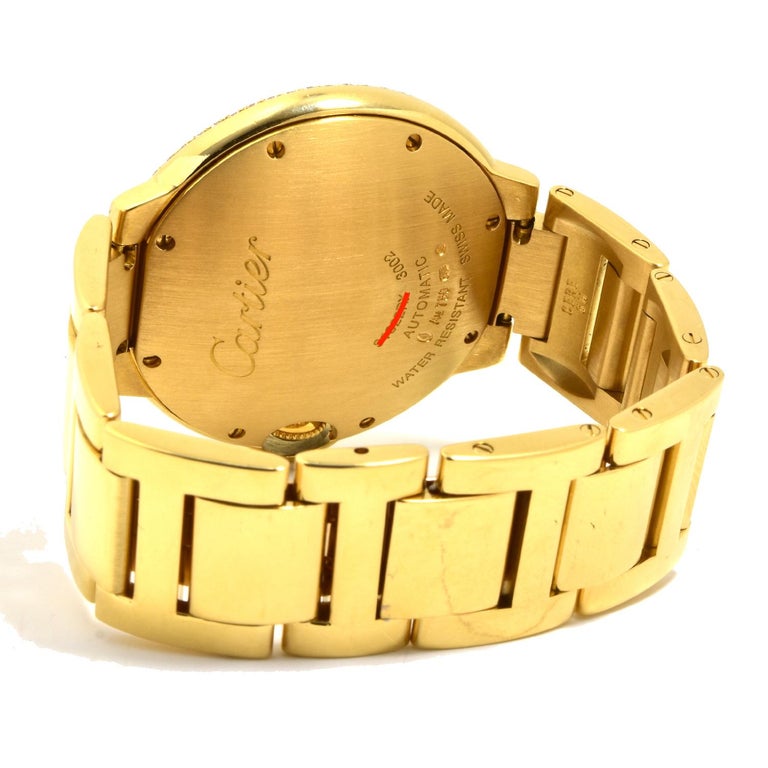 Cartier Ballon Bleu Custom Diamond Bezel in 18 Karat Yellow Gold Silver ...
