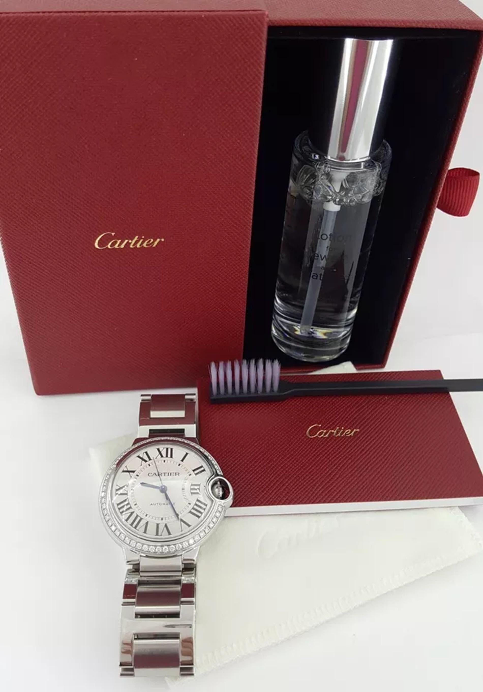 Cartier Ballon Bleu De Cartier 36 mm Factory Set Diamond Bezel Watch ...