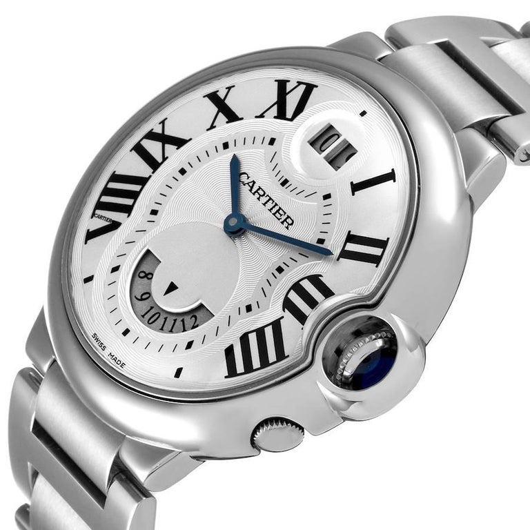 Cartier Ballon Bleu Dual Time Zone Steel Silver Dial Mens Watch ...