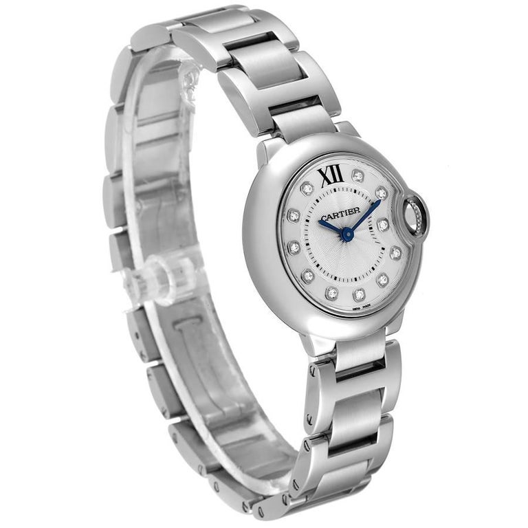 Cartier Ballon Bleu Silver Diamond Dial Steel Ladies Watch WE902073 Box ...