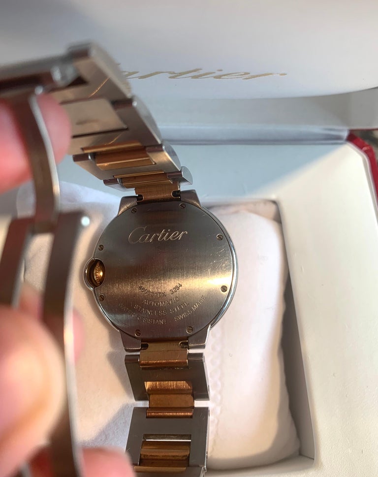 Cartier Ballon Bleu Stainless Steel 18 Carats Yellow Gold Pink Dial For ...