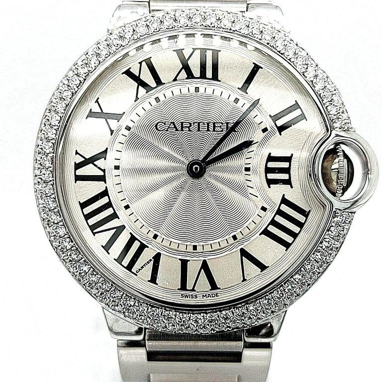 Cartier Ballon Blue, Quartz, 2 Carat Diamonds, Roman Numerals with Box ...