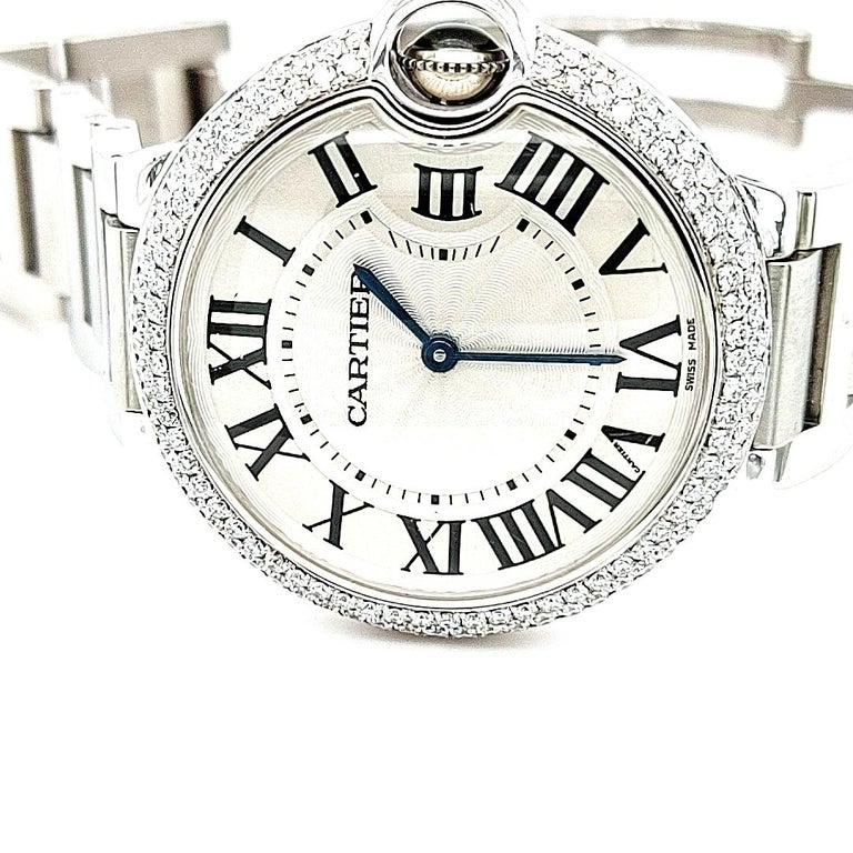 Cartier Ballon Blue, Quartz, 2 Carat Diamonds, Roman Numerals with Box ...