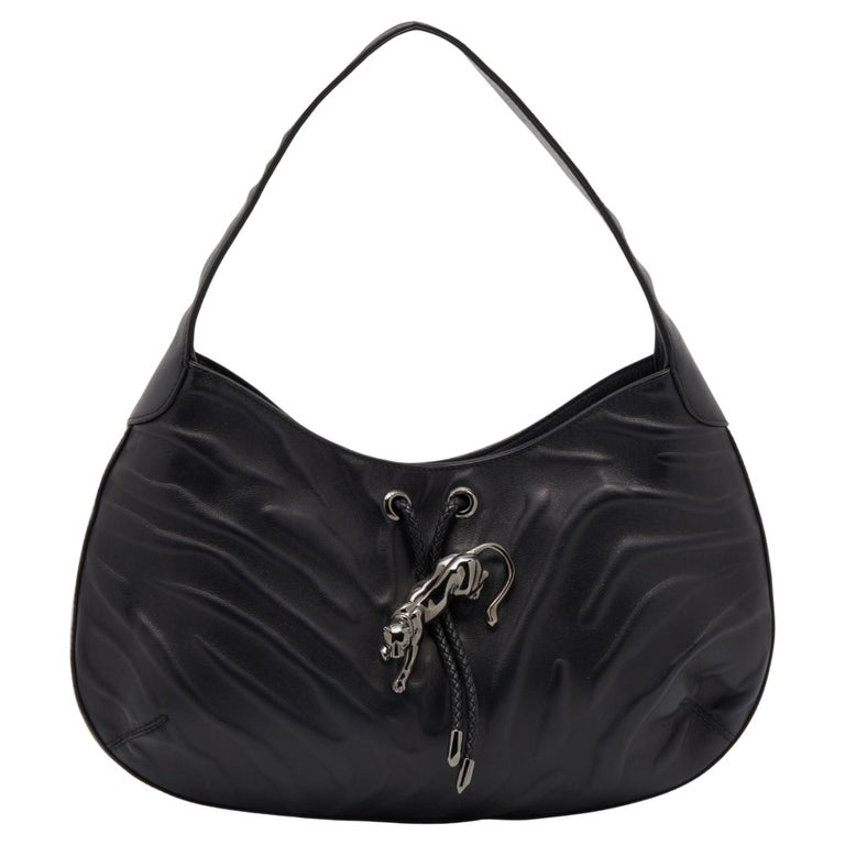 Cartier Black Leather Small Panthere de Cartier Bag For Sale at 1stDibs