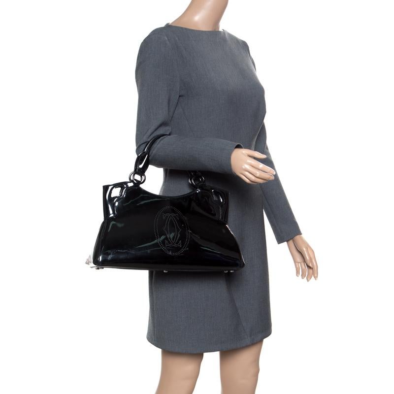 Cartier Black Patent Leather Small Marcello De Cartier Tote For Sale at ...
