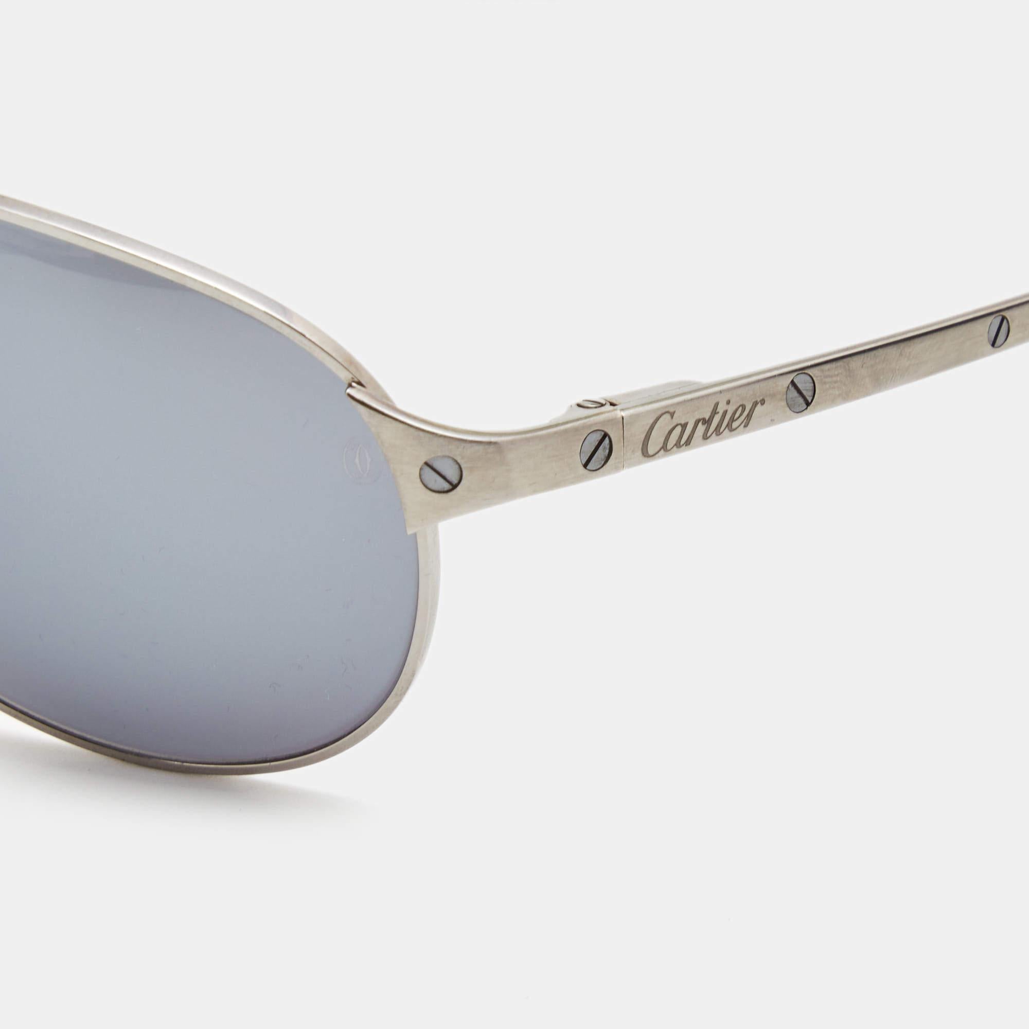 Cartier Black/Silver Santos de Cartier Aviator Sunglasses at 1stDibs ...