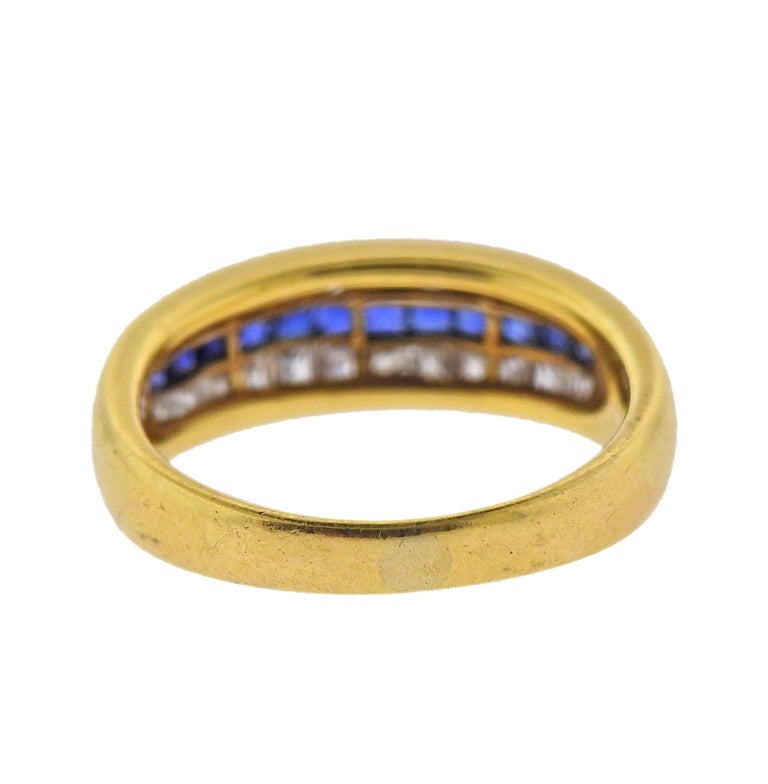 Cartier Blue Sapphire Diamond Yellow Gold Ring For Sale at 1stDibs