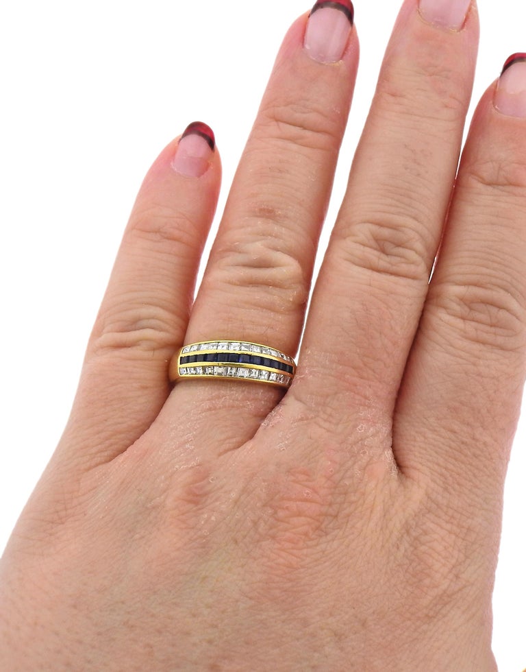 Cartier Blue Sapphire Diamond Yellow Gold Ring For Sale at 1stDibs