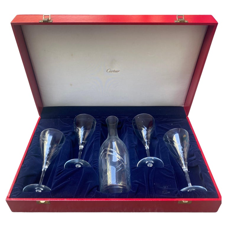 Cartier Box Consisting of 4 Water Glasses and a Crystal Water Carafe ...