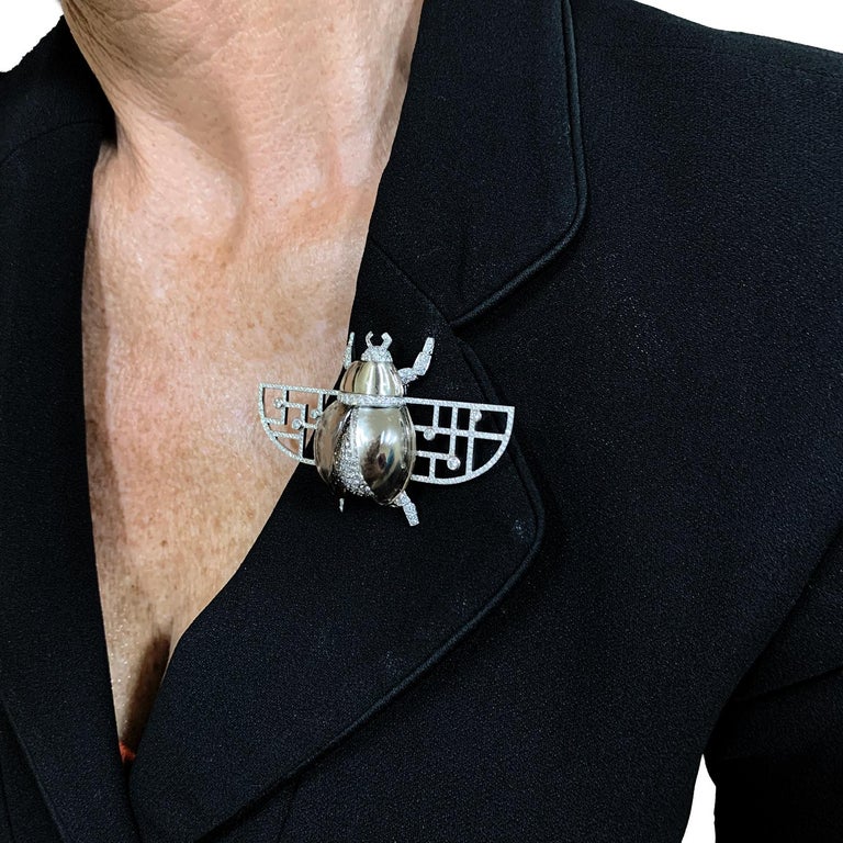 Cartier Brooch Insecte Bionique, Smoky Quartz, Diamonds on White Gold ...