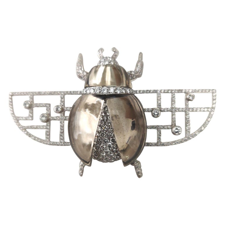 Cartier Brooch Insecte Bionique, Smoky Quartz, Diamonds on White Gold ...
