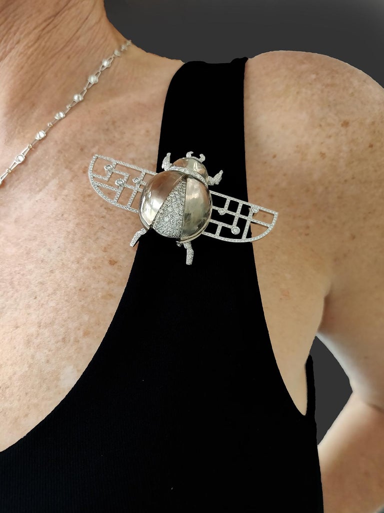 Cartier Brooch Insecte Bionique, Smoky Quartz, Diamonds on White Gold ...