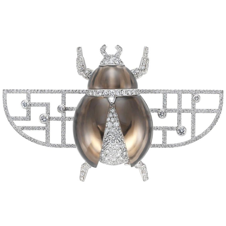 Cartier Brooch Insecte Bionique, Smoky Quartz, Diamonds on White Gold ...