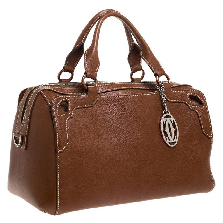 Cartier Brown Leather Marcello de Cartier Bowler Bag at 1stDibs