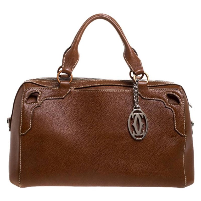 Cartier Brown Leather Marcello de Cartier Bowler Bag at 1stDibs