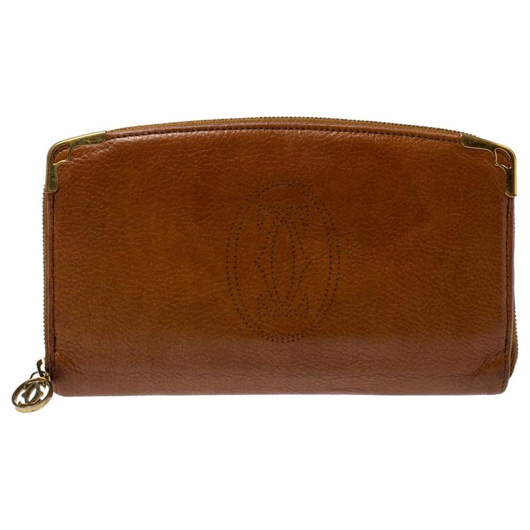 Cartier Brown Leather Marcello Zip Around Wallet at 1stDibs