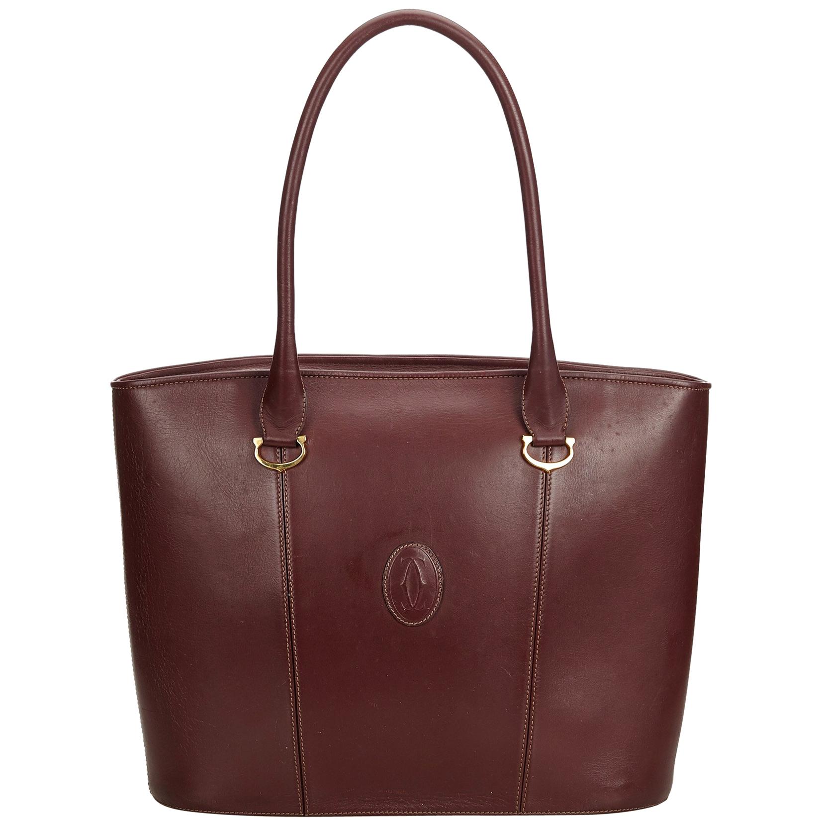 Cartier Brown Leather Must de Cartier Tote Bag Italy w/ Dust Bag For ...