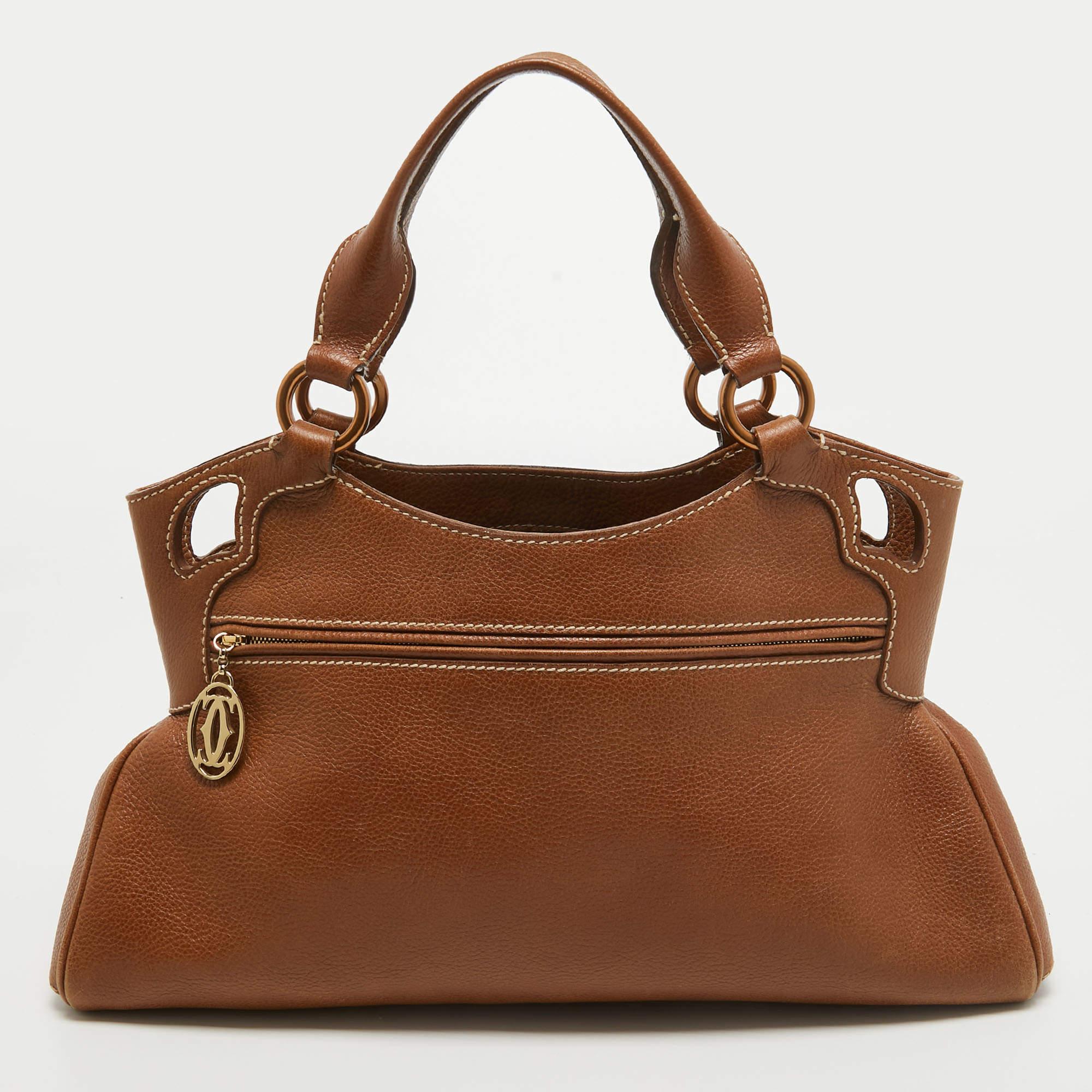 Cartier Brown Leather Small Marcello de Cartier Bag at 1stDibs