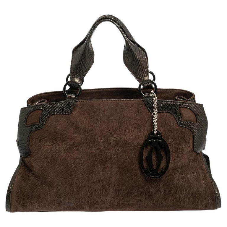 Cartier Brown Suede and Leather Medium Marcello de Cartier Bag at 1stDibs