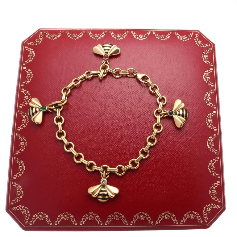 Cartier Bumble Bee Charm Bracelet at 1stDibs | bumble bee charms
