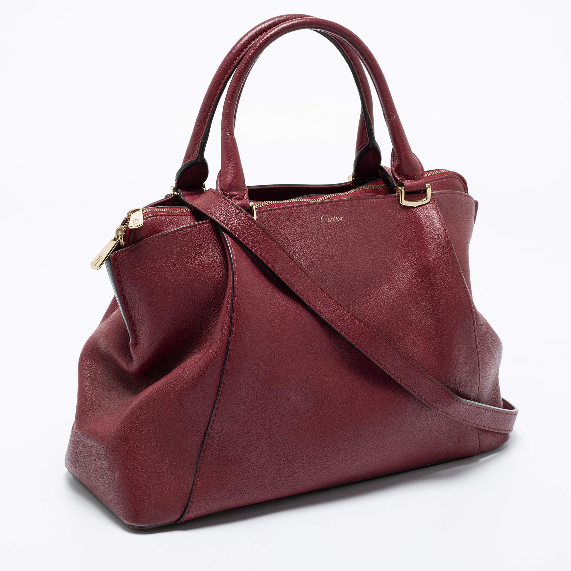Cartier Burgundy Leather C de Cartier Satchel at 1stDibs | burgundy ...