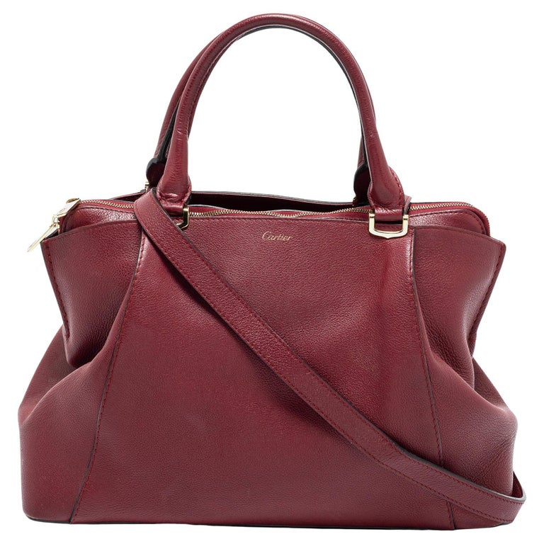 Cartier Burgundy Leather C de Cartier Satchel For Sale at 1stDibs