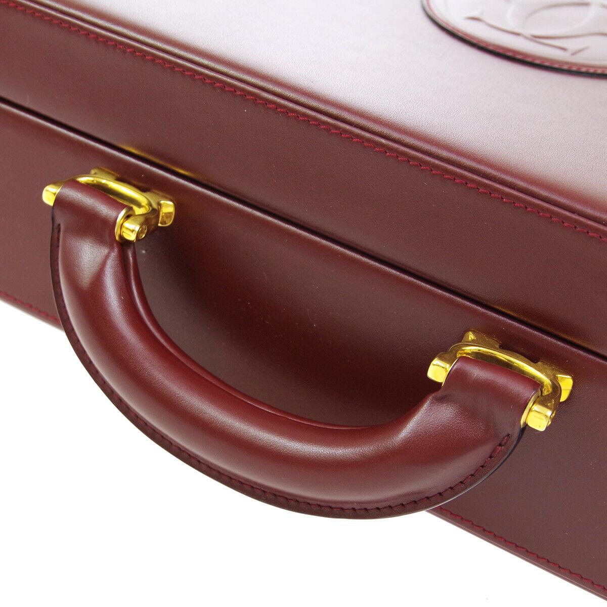 Cartier Burgundy Leather Gold Hardware Men's Women's Business Briefcase ...