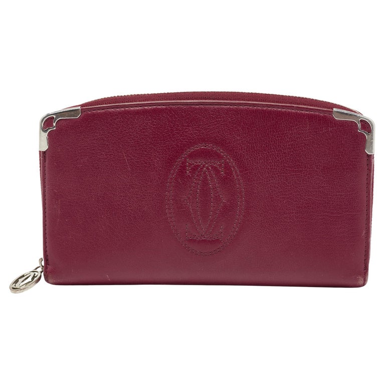Cartier Burgundy Leather Marcello Zip Around Wallet For Sale at 1stDibs