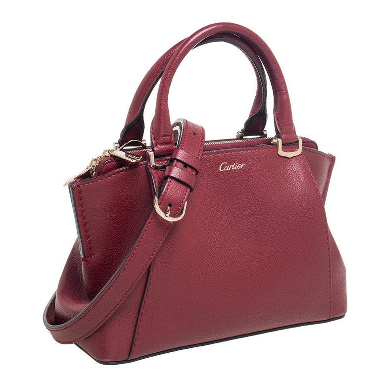 Cartier Burgundy Leather Mini C De Cartier Satchel at 1stDibs