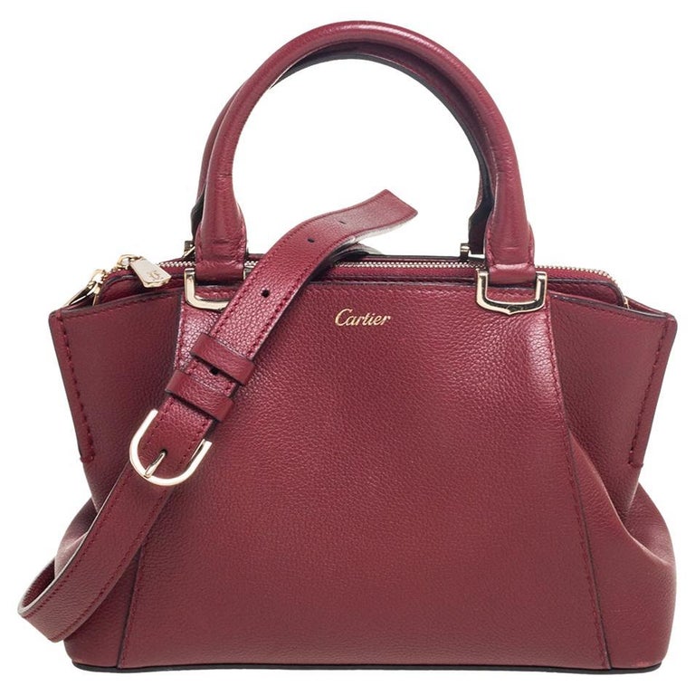 Cartier Burgundy Leather Mini C De Cartier Satchel For Sale at 1stDibs
