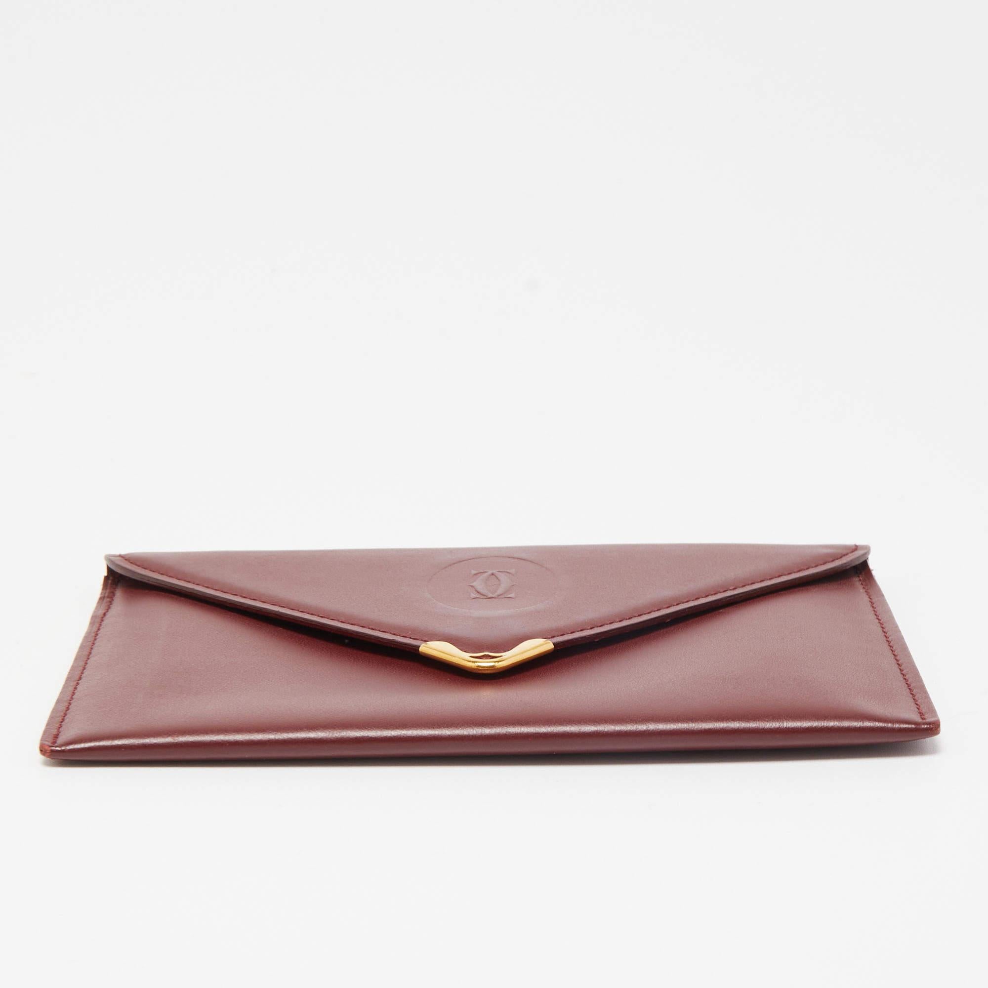 Cartier Burgundy Leather Must de Cartier Envelope Wallet at 1stDibs