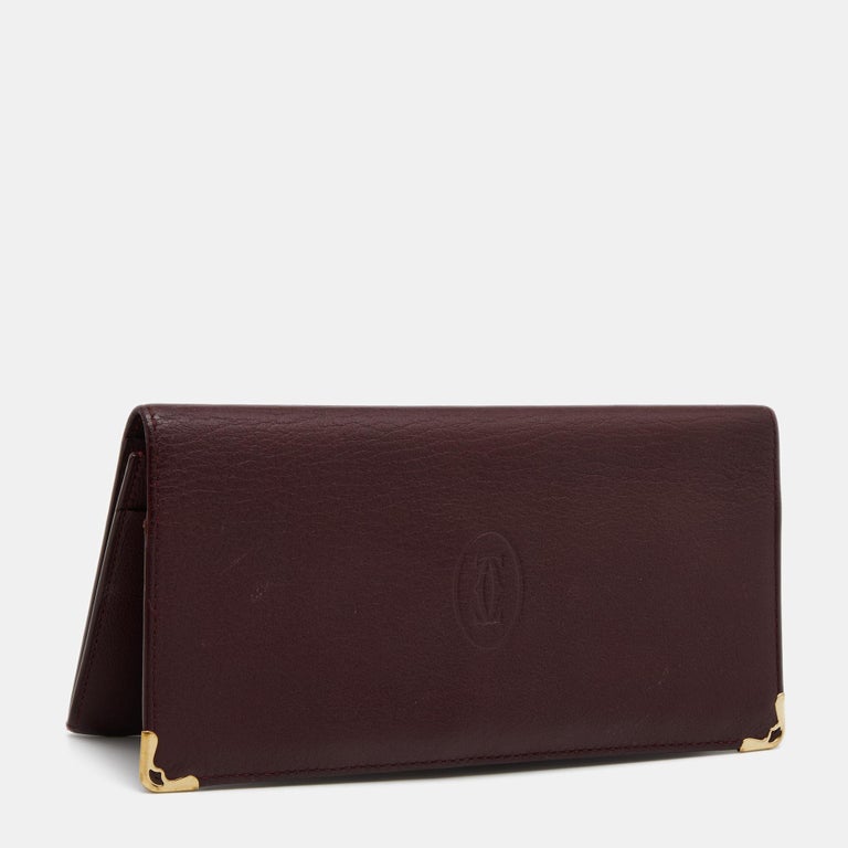 Cartier Burgundy Leather Must De Cartier Leather Long Wallet at 1stDibs