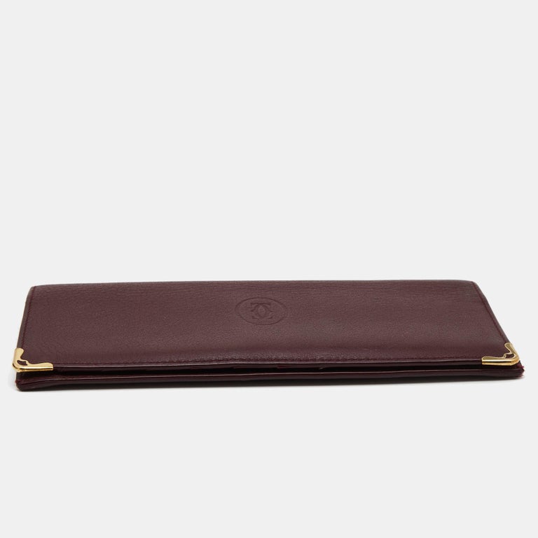 Cartier Burgundy Leather Must De Cartier Leather Long Wallet at 1stDibs