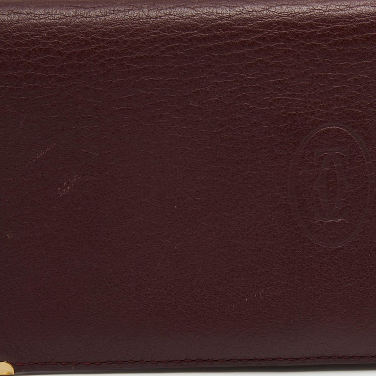Cartier Burgundy Leather Must De Cartier Leather Long Wallet at 1stDibs