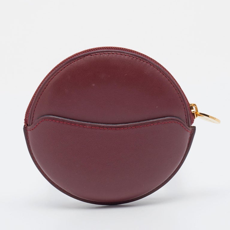 Cartier Burgundy Leather Must De Round Coin Purse For Sale at 1stDibs