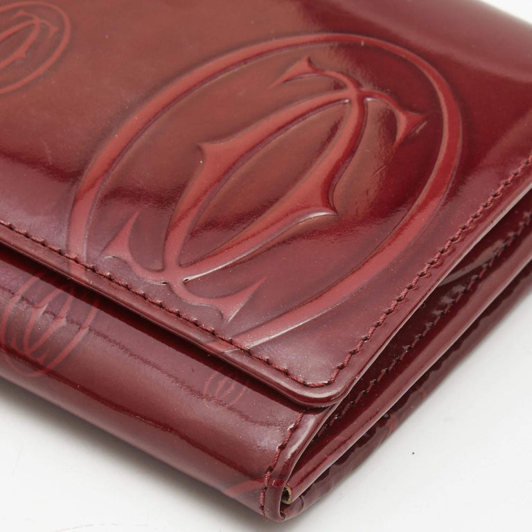 Cartier Burgundy Patent Leather Happy Birthday Continental Wallet For ...
