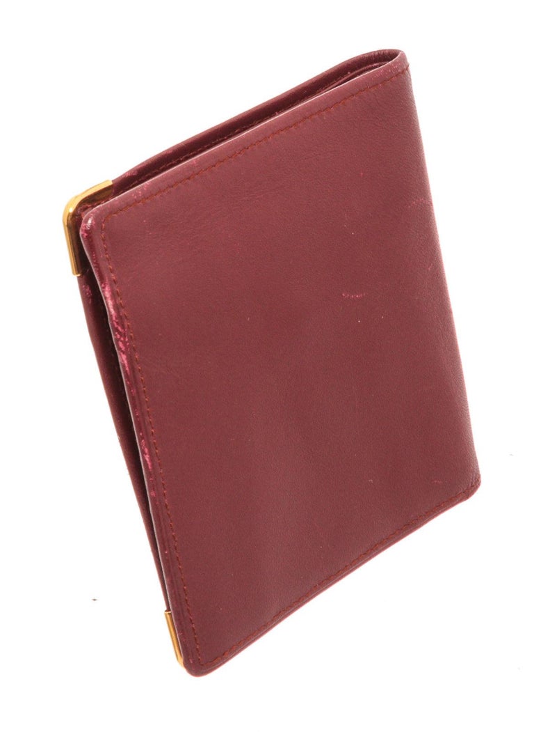 Cartier Burgundy Two Fold Wallet with gold-tone hardware, trim leather ...