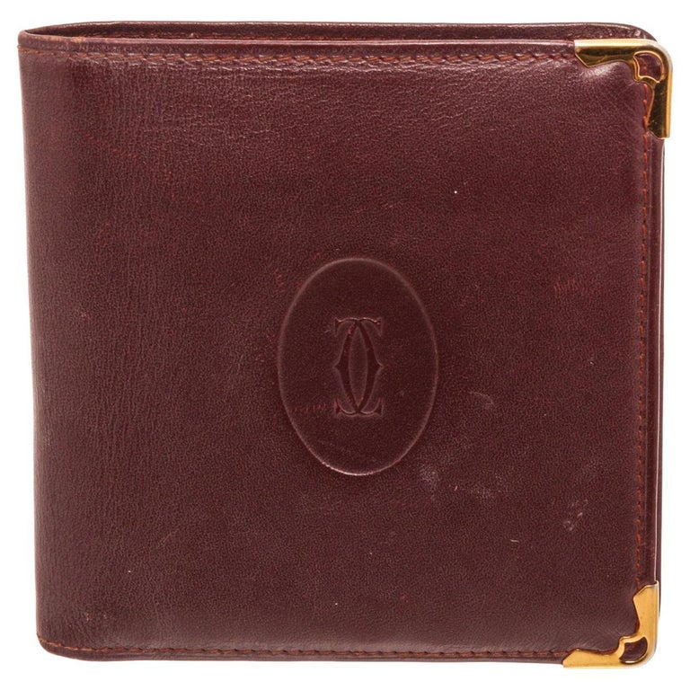 Cartier Burgundy Two Fold Wallet with gold-tone hardware, trim leather ...