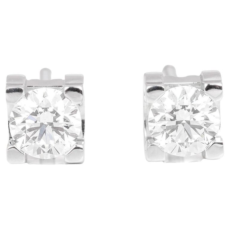 Cartier C De Cartier 0.4ct Diamond Stud Earrings For Sale at 1stDibs