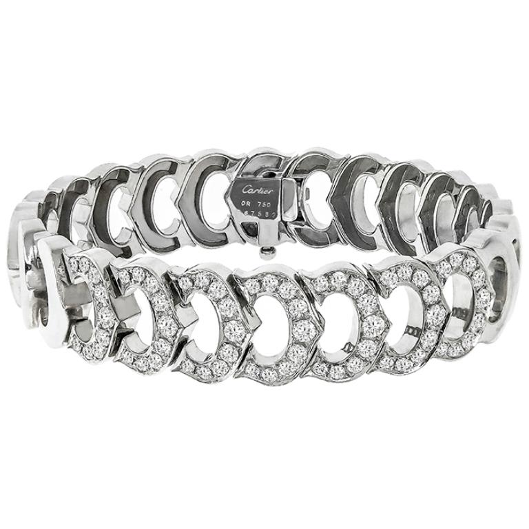Cartier C de Cartier Diamond Gold Link Bracelet at 1stDibs | cartier ...