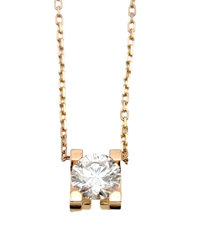 Cartier C de Cartier GIA Diamond Solitaire Necklace in 18 Karat Rose ...