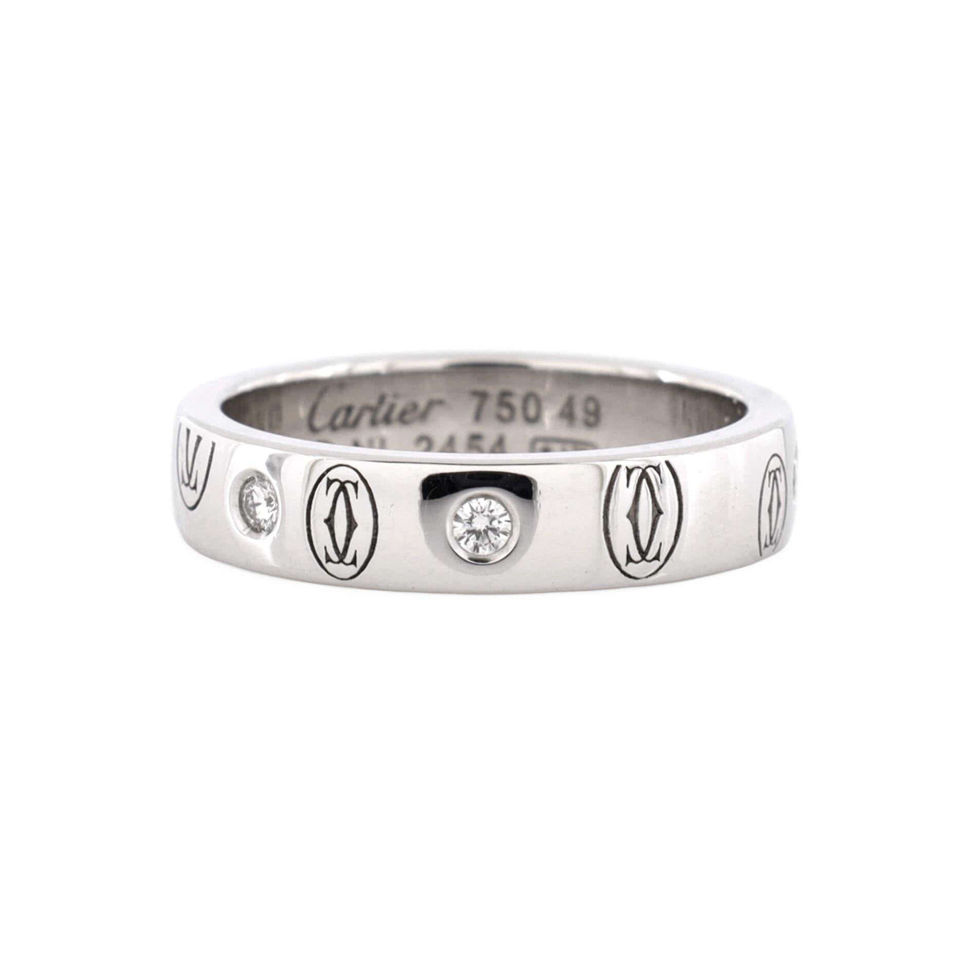 Cartier C de Cartier Happy Birthday Band Ring 18k White Gold with ...
