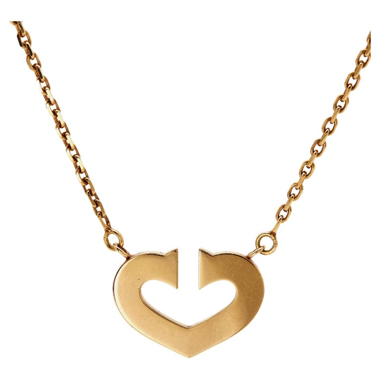 Cartier C de Cartier Heart 18k Yellow Gold Necklace For Sale at 1stDibs