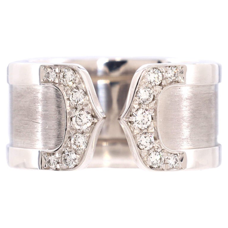 Cartier C de Cartier Ring 18K White Gold with Diamonds 10mm For Sale at ...