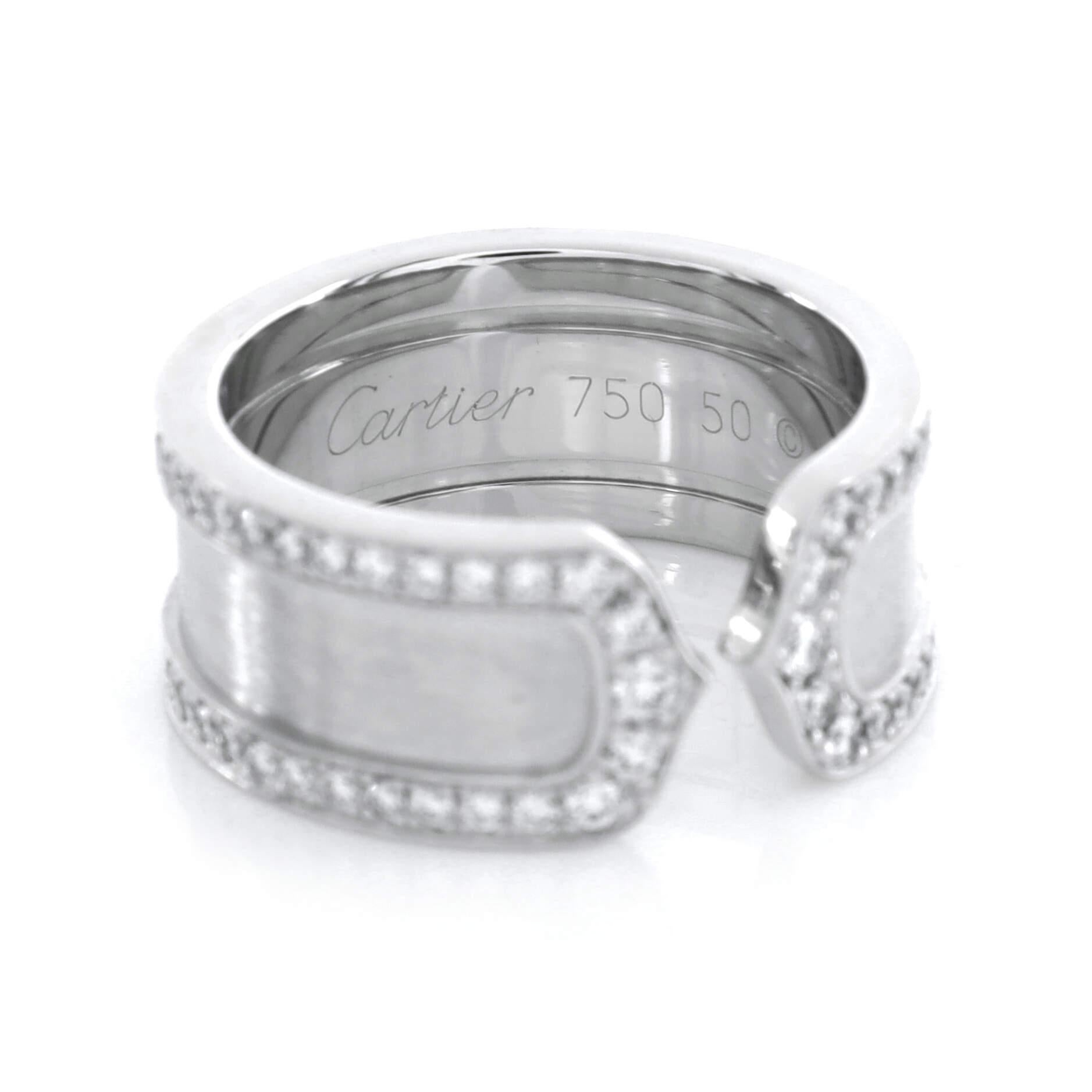 Cartier C De Cartier Ring 18k White Gold with Pave Diamonds at 1stDibs